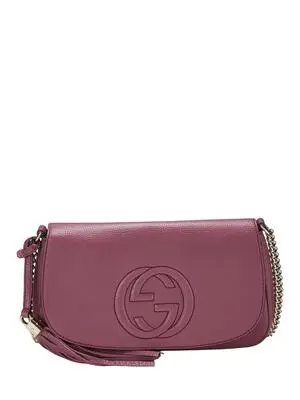 Gucci Grained Leather Soho Chain Flap Crossbody - Purple