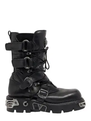 Rabanne X New Rock Buckled Leather Boots - Black