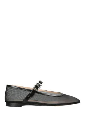 Le Monde Beryl Mesh Mary Jane Ballet Flats - Black