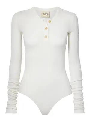 Khaite Janelle Ribbed Cotton-blend Bodysuit - Off-white