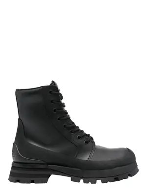 Alexander McQueen Lace-up Leather Boots - Black