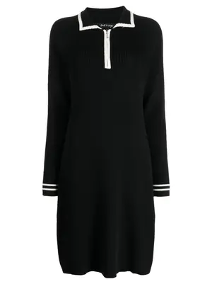 TOUT A COUP Stripe-trim Polo Dress - Black