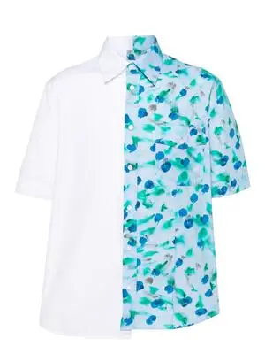 Marni Floral-print Cotton Shirt - Blue