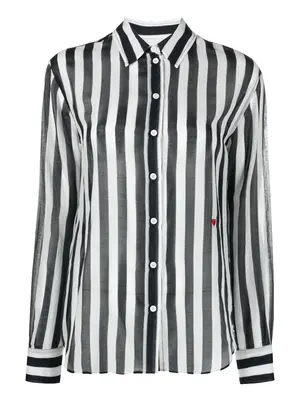 Moschino Striped Cotton-blend Shirt - Black