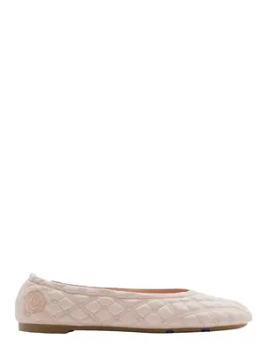 Burberry Sadler Leather Ballerina Shoes - Pink