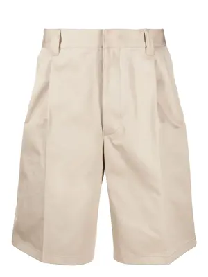 Prada Pleated Wide-leg Shorts - Neutrals