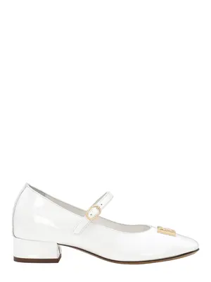 Dolce & Gabbana Patent Leather Ballet Flats With Heel - White