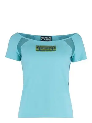 Versace Logo Cotton T-Shirt Blue