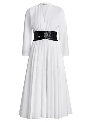 ALAÃA Belted Japanese Poplin Midi Dress