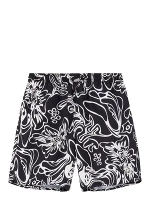 StÜssy Wavy Hawaiian Water Short - Black