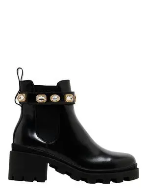 Gucci Leather Ankle Boot With Belt - Black