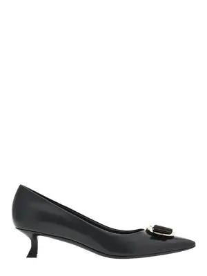 FERRAGAMO Zelma Leather Kitten Heel Pumps - Nero