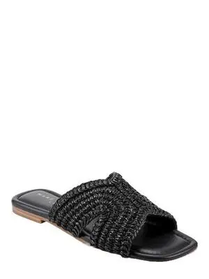 Marc Fisher Narda Raffia Slide Sandal - Black