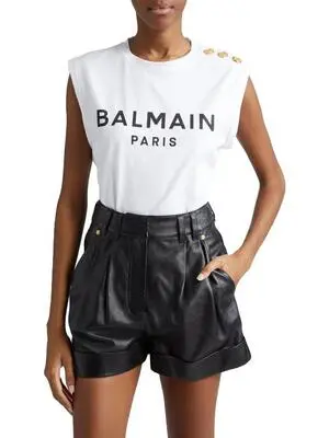 Balmain Balmain Cotton Logo Graphic Tank White/black