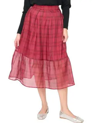 GIBSONLOOK Plaid Organza Tiered Skirt