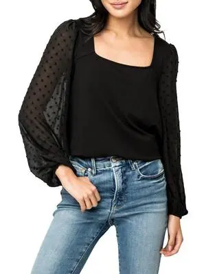 GIBSONLOOK Swiss Dot Sleeve Knit Top - Black