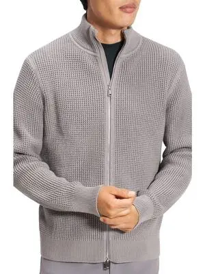 Theory Gary Front Zip Cardigan - Force Grey/ivory