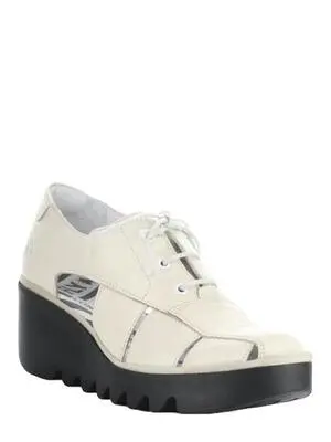 Fly London FLY London Bogi Platform Wedge Oxford Off White Mousse
