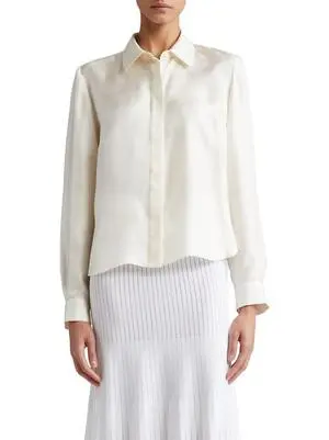 Partow PARTOW Lara Silk Button-Up Top Ivory