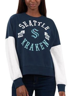G-III 4HER BY CARL BANKS Seattle Kraken Team Pride Pullover Sweatshirt Navy