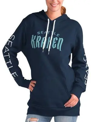 G-III 4HER BY CARL BANKS Seattle Kraken Overtime Pullover Hoodie - Navy