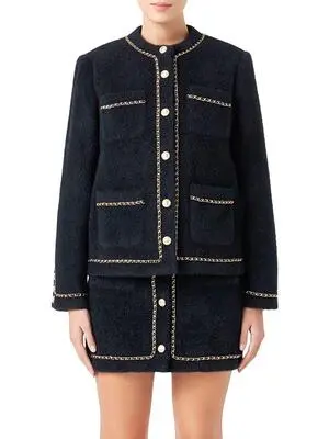 Endless Rose Chain Trim Jacket - Black
