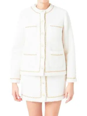 Endless Rose Chain Trim Jacket - White/gold