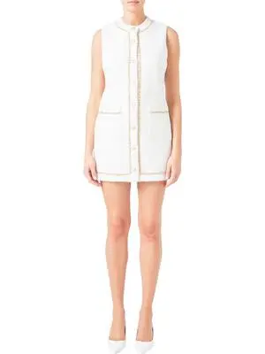Endless Rose Fuzzy Chain Trim Minidress - Ivory