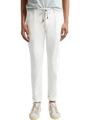 Eleventy Drawstring Waist Stretch Jersey Pants - White