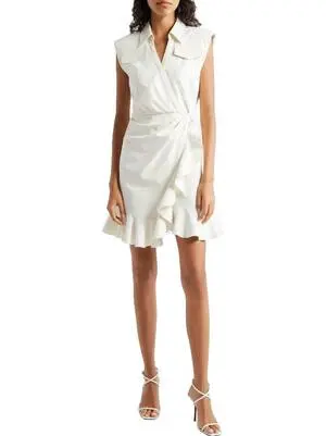 Cinq À Sept Zenni Ruffle Wrap Dress - Ivory