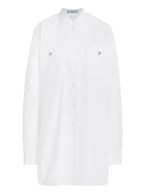 Prada Pocket-detailed Cotton Poplin Shirt - White