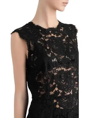 Dolce & Gabbana Floral Lace Midi Dress - Black
