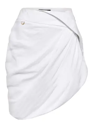Jacquemus La Mini Jupe Saudade Draped Miniskirt - White