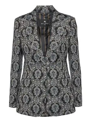 Etro Single-breasted Jacquard Blazer - Blue