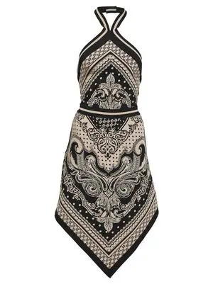 Balmain Paisley Jacquard Halterneck Midi Dress - Beige