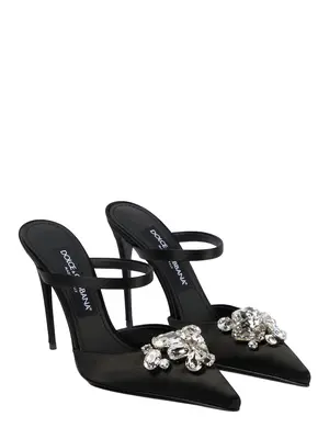 Dolce & Gabbana Crystal-embellished Satin Mules - Black