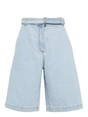 Etro Embroidered Denim Shorts - Blue