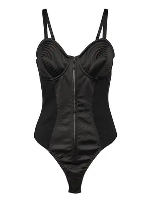 JEAN PAUL GAULTIER Satin-trimmed Bodysuit - Black