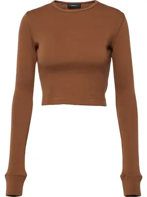 Wardrobe.NYC X Hailey Bieber Jersey Crop Top - Brown