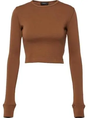 Wardrobe.NYC X Hailey Bieber Cropped Jersey Top - Brown