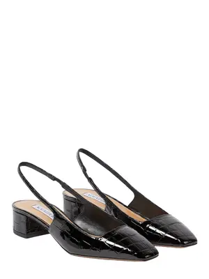 AQUAZZURA Ginza 35 Leather Slingback Pumps - Black