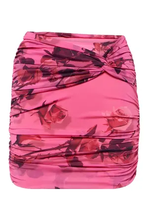 Blumarine Floral Ruched Miniskirt - Multicoloured