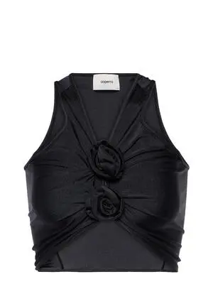 Coperni Floral Jersey Top - Black