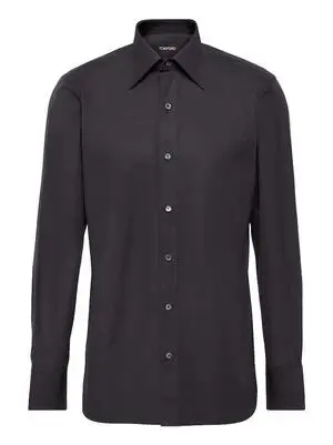 TOM FORD Cotton Poplin Tuxedo Shirt - Black