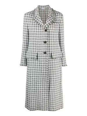 Thom Browne Check-pattern Tweed Coat - Grey