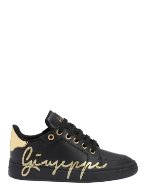 GIUSEPPE ZANOTTI Logo-print Leather Sneakers - Black