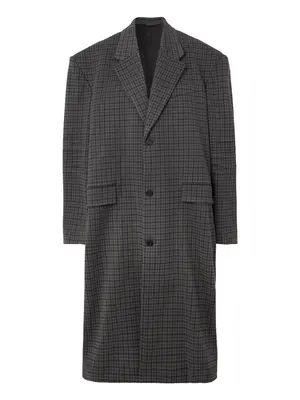 Balenciaga Oversized Houndstooth Cotton-blend Coat - Gray