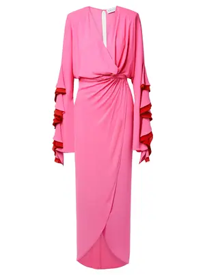 Nervi Naomi Draped Ruffled Maxi Dress - Pink