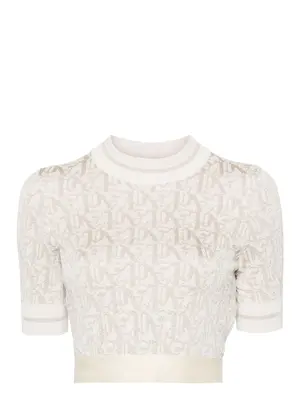 Palm Angels Monogram-jacquard Knitted Crop Top - Neutrals