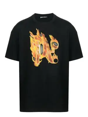 Palm Angels Burning Monogram-print T-shirt - Black